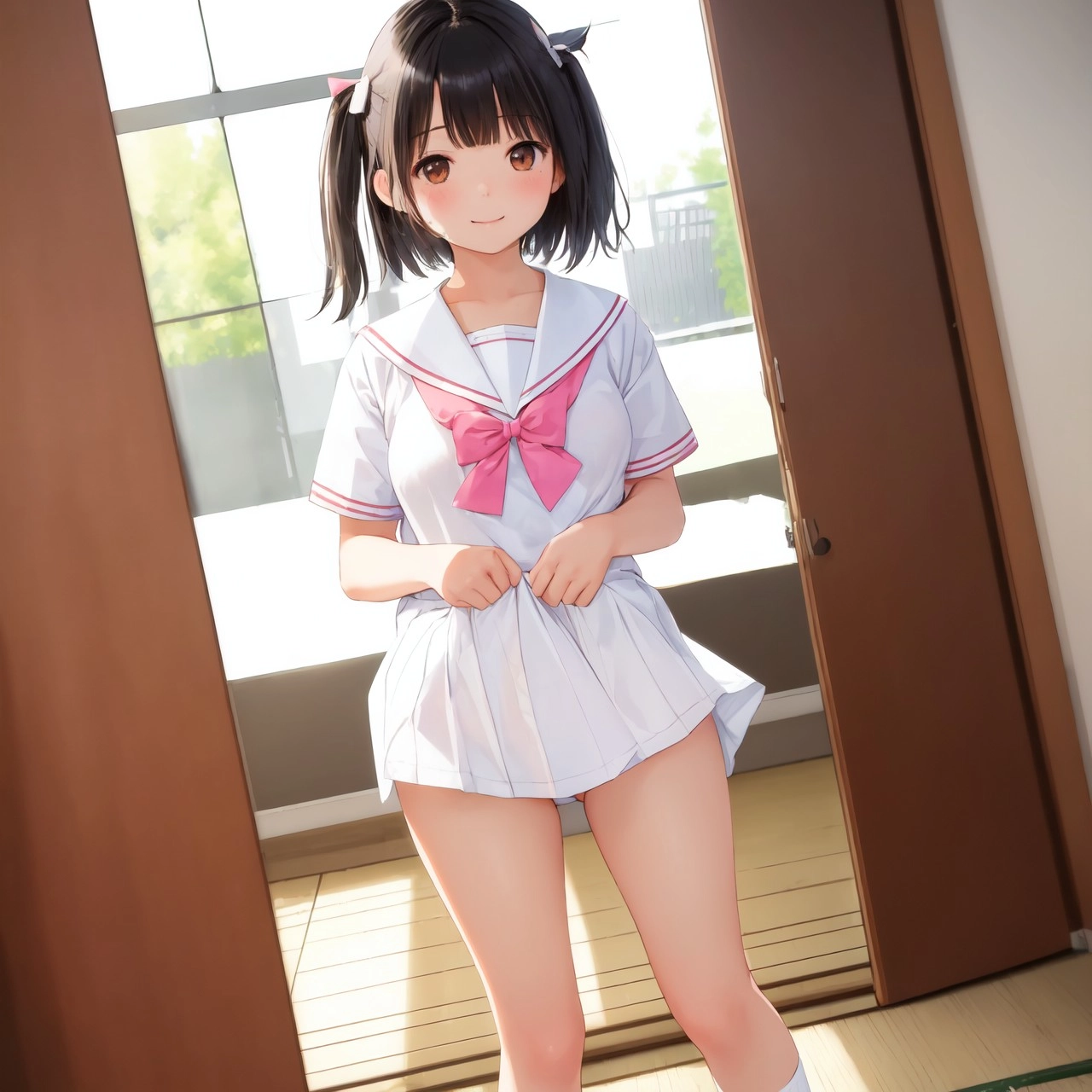 「ねぇお兄ちゃん、この制服可愛い？」 - YAMの作品 - Aipictors - AI画像投稿サイト・生成サイト