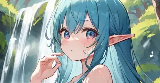 elf in fountain | Aipictors