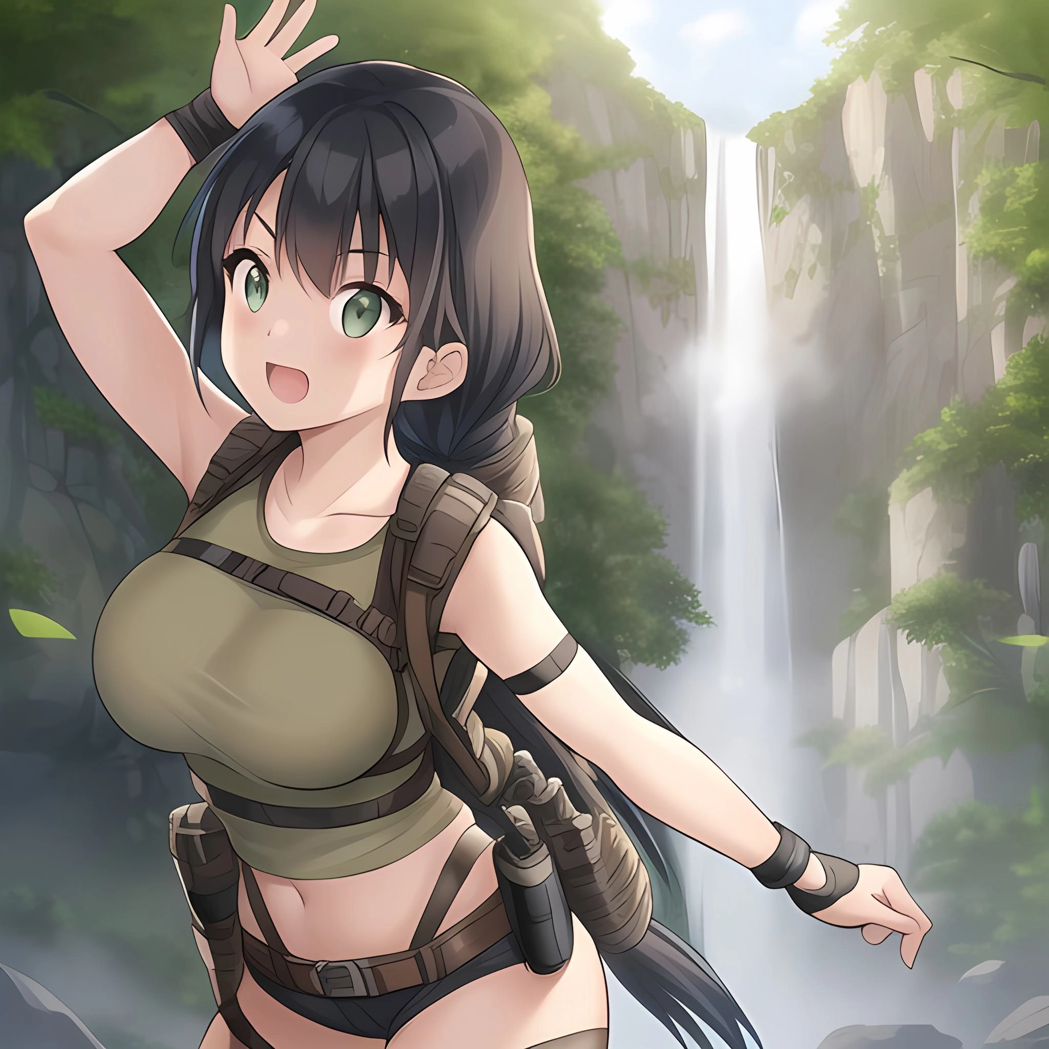 No.387 Waterfall and Adventure Girl 3 | Aipictors