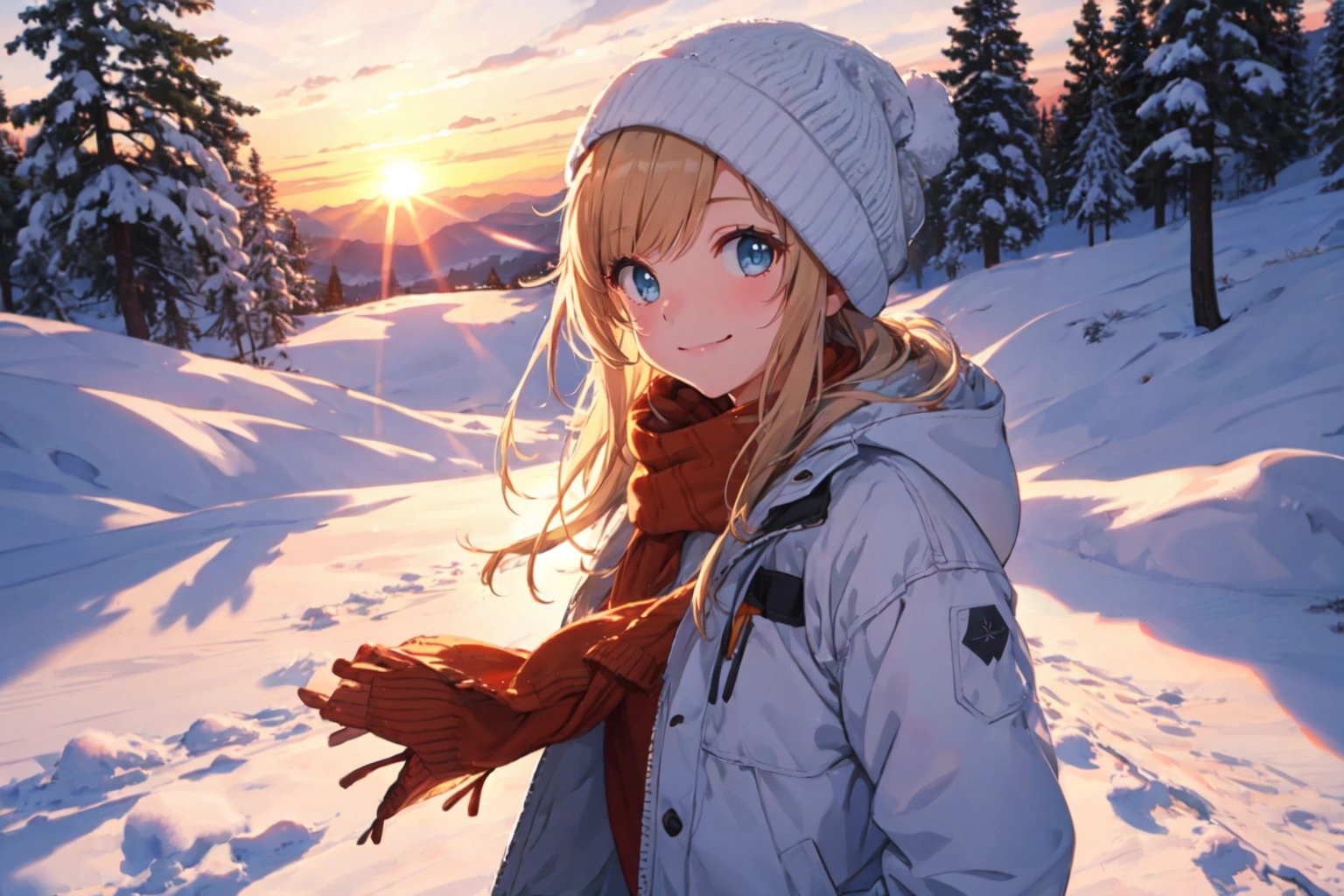 snowy mountain morning | Aipictors