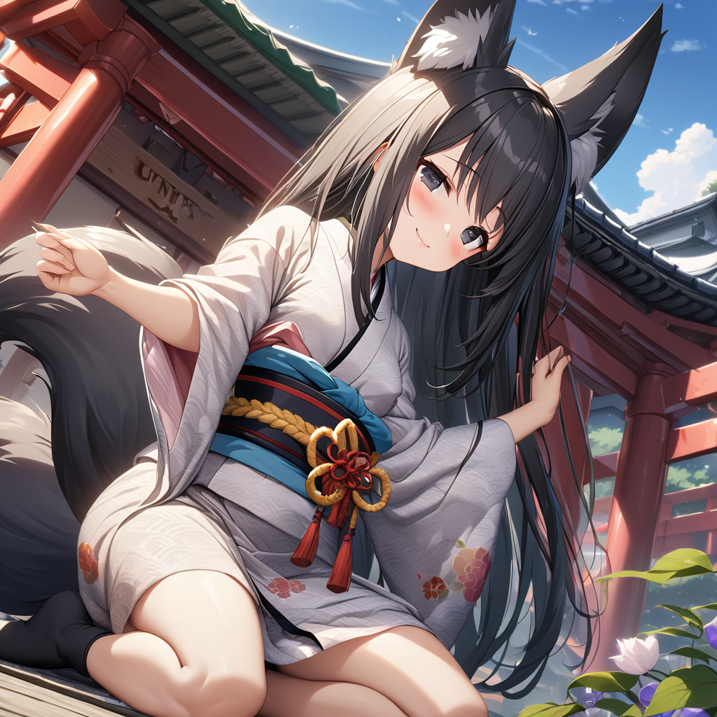 黒髪狐耳の女の子6 | Aipictors