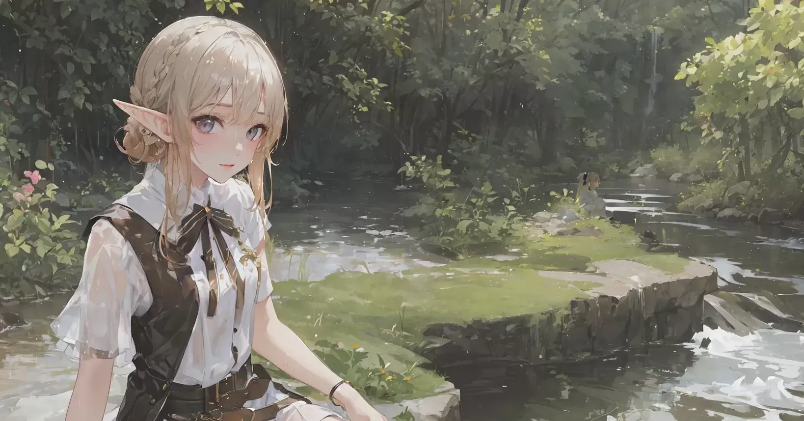 elf bathing | Aipictors