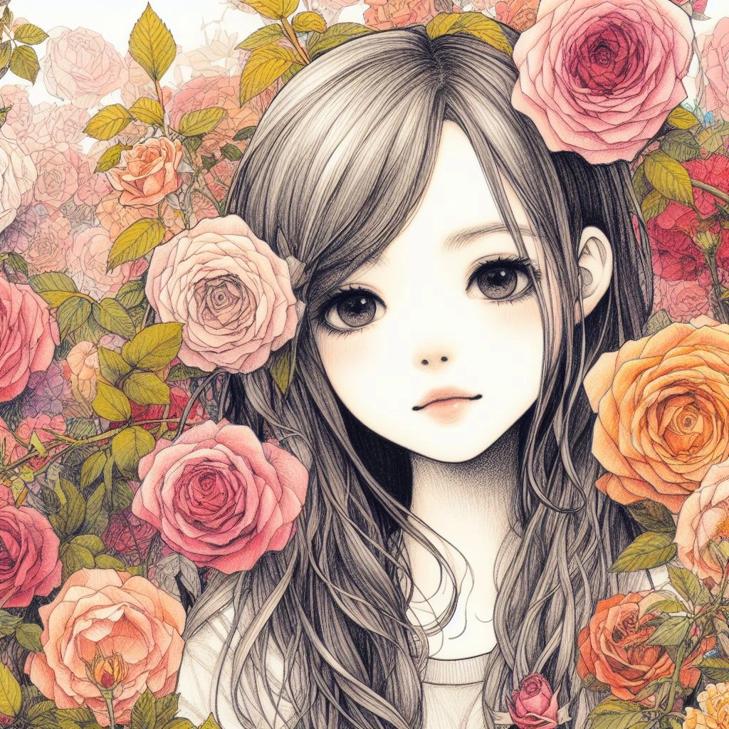 少女とバラ - hiroナベの作品 - Aipictors - AI画像投稿サイト・生成サイト