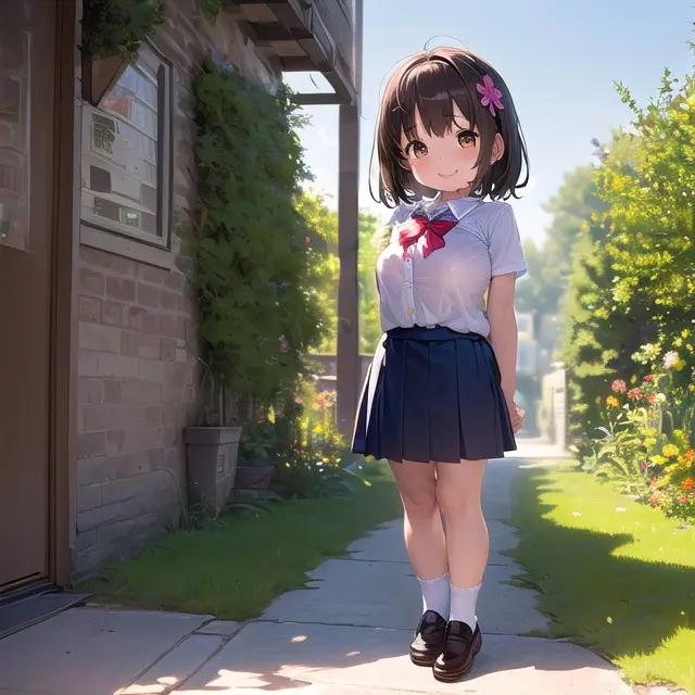 この笑顔にキュン♡庭で出会ったロリ巨乳美少女 - jaxyの作品 - Aipictors - AI画像投稿サイト・生成サイト