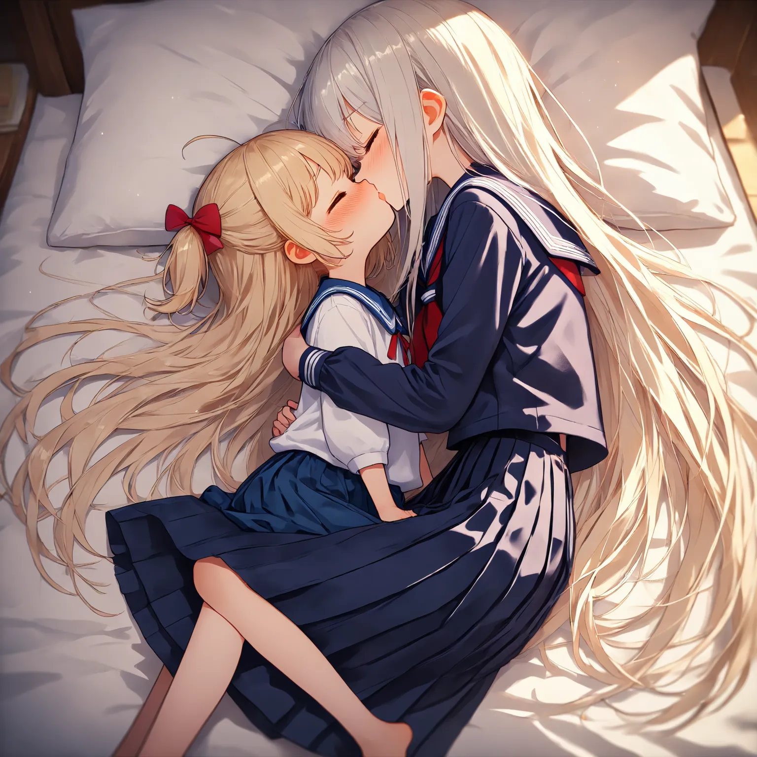 Yuri kiss in bed | Aipictors