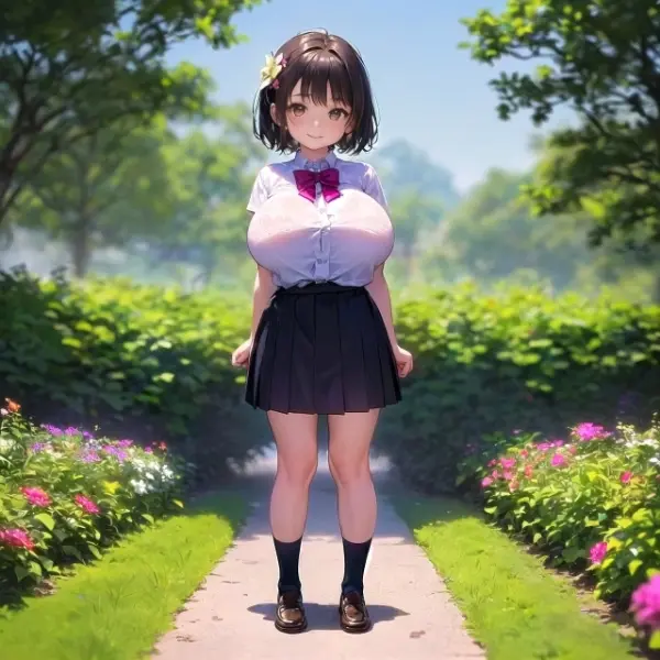 Innocent shyness ♡ Loli busty beautiful girl I met in the garden | Aipictors