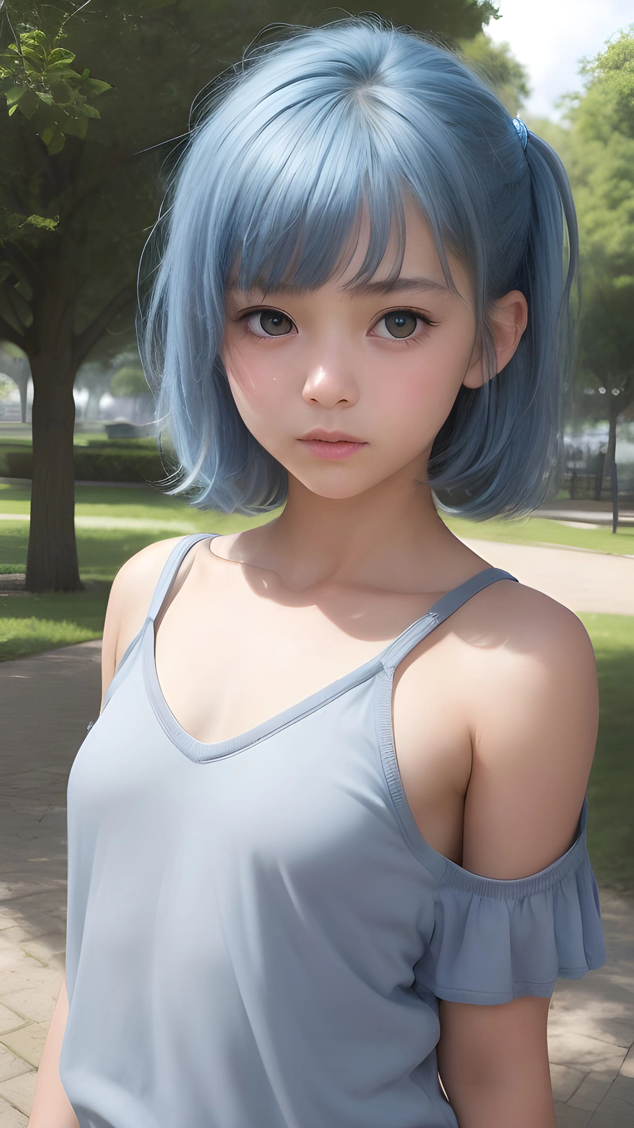 青髪の美少女 - hideの作品 - Aipictors - AI画像投稿サイト・生成サイト