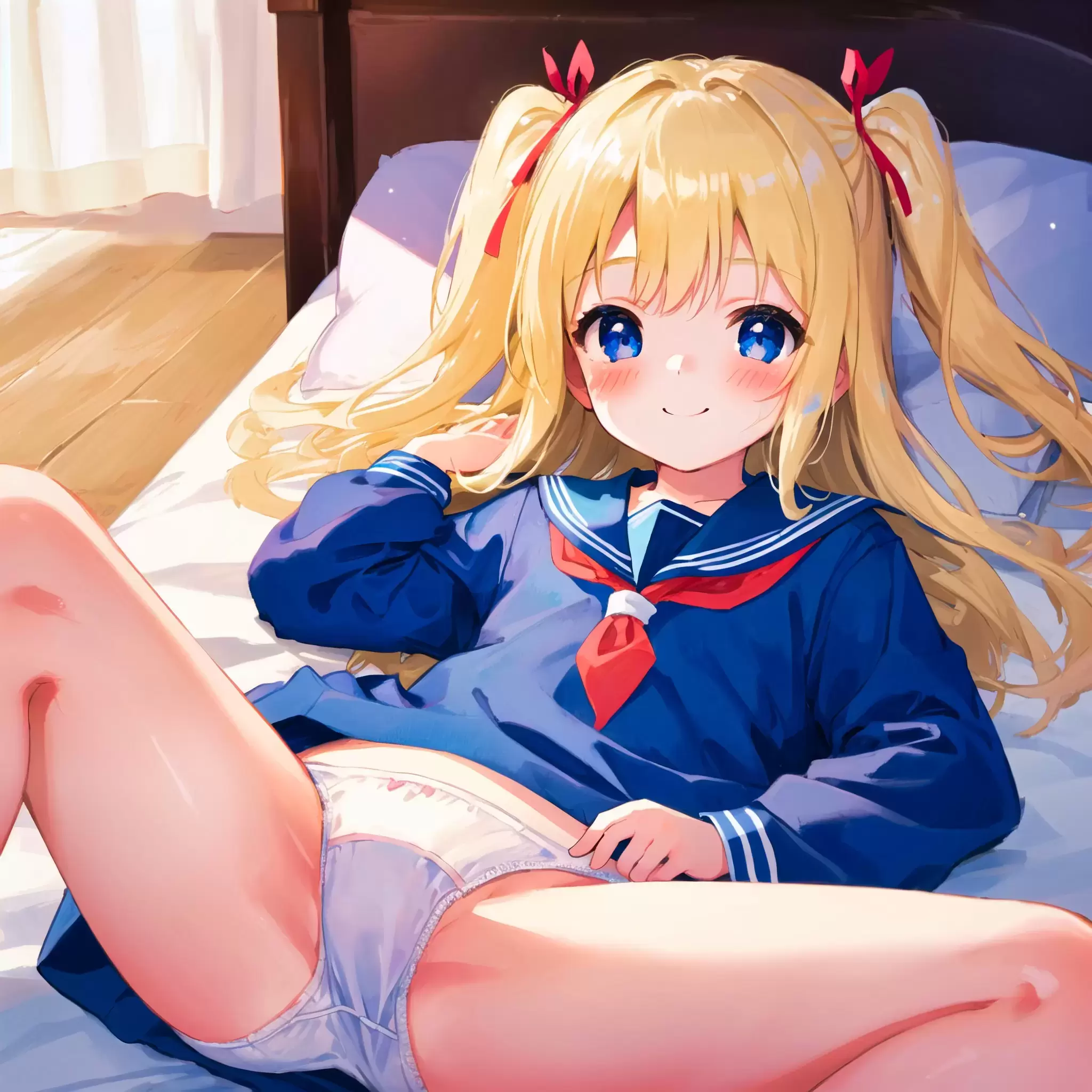 セーラー服姿の金髪少女とラブラブえっち - zzz AIお絵描きの作品 - Aipictors - AI画像投稿サイト・生成サイト