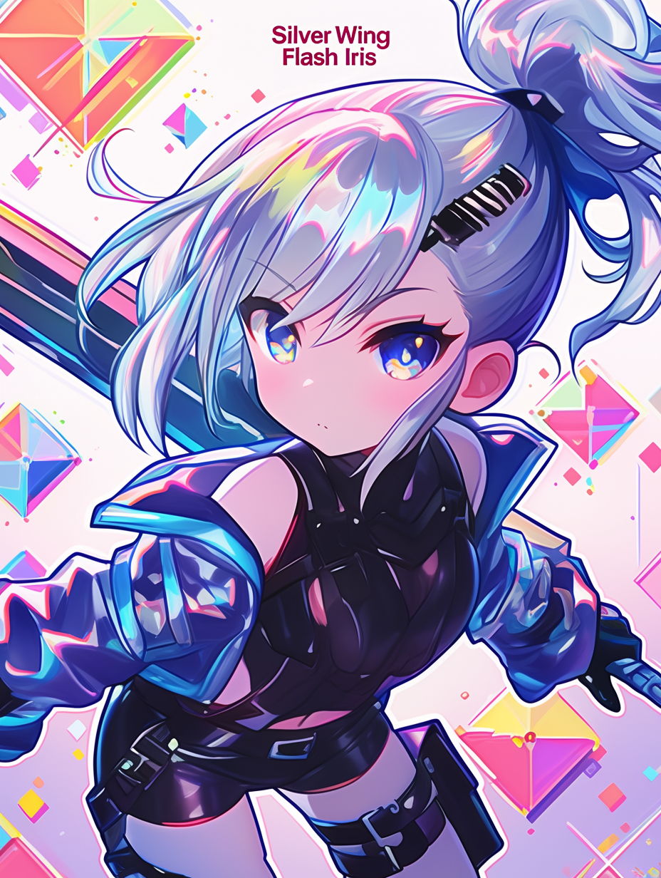 No.1673 Glitter sticker Silver wing flash iris | Aipictors