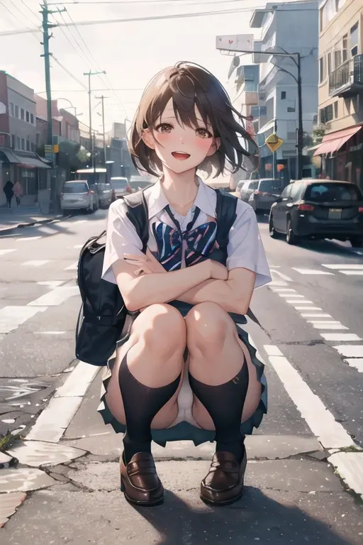 しゃがみパンチラJK4枚 - Over18の作品 - Aipictors - AI画像投稿サイト・生成サイト